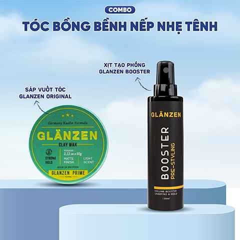 Combo tạm biệt tóc bết dầu - Sáp Glanzen Floral + Xịt tạo phồng Glanzen ...