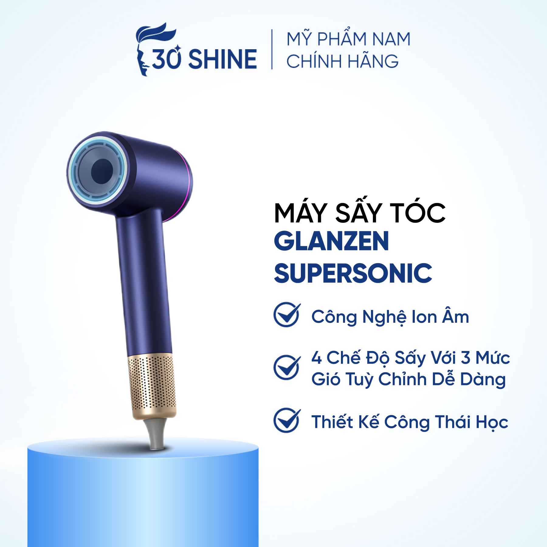 Máy sấy tóc Glanzen Dyson for men cao cấp GD01 công suất 1600W 30Shine ...